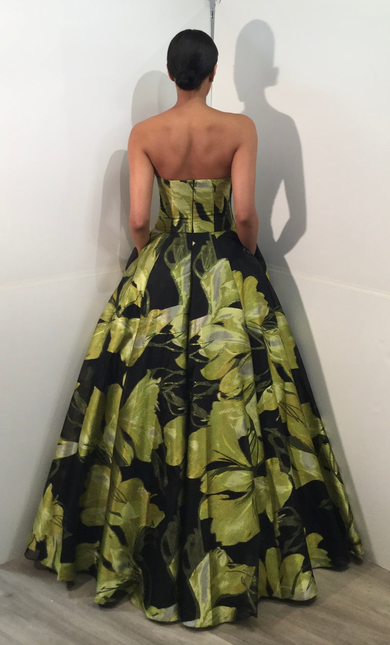 Jovani - 42435 - Strapless Ball Gown with Floral Print – Madeline's ...