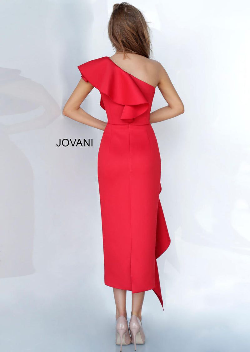 Jovani - 02616 - One Shoulder Ruffle Dress – Madeline's Boutique Boca Raton